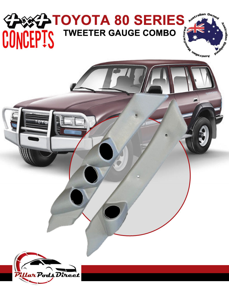 80 SERIES LANDCRUISER PAIR SINGLE/TRIPLE PILLAR POD TWEETER/GAUGE COMB ...