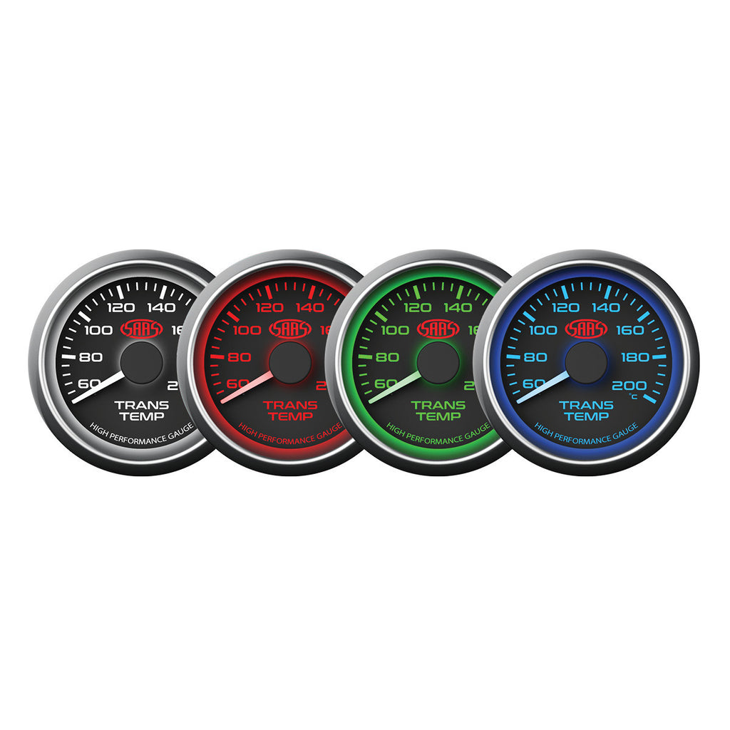 SAAS Trans Oil Temp Gauge 60°-200° 52mm Black Muscle Series (SG-TT52B ...