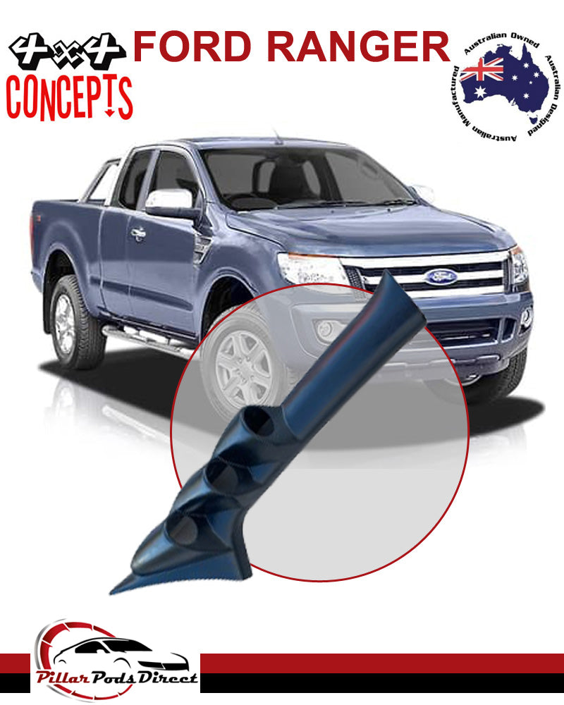 FORD RANGER 3 GAUGE PILLAR POD PAINTED FACTORY BLACK (52MM) 2011-2015 ...